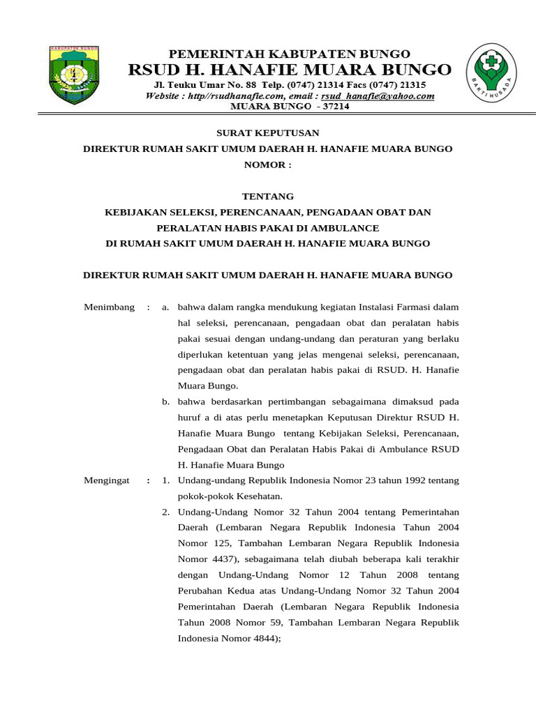 Sk-Kebijakan Kebutuhan Obat, Alat Dan BHP 1 | PDF