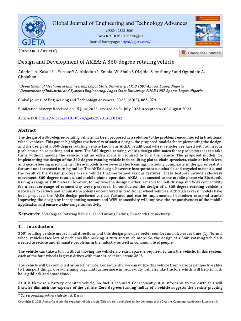 Design and Development of AKEA A 360-Degree Rotati | PDF