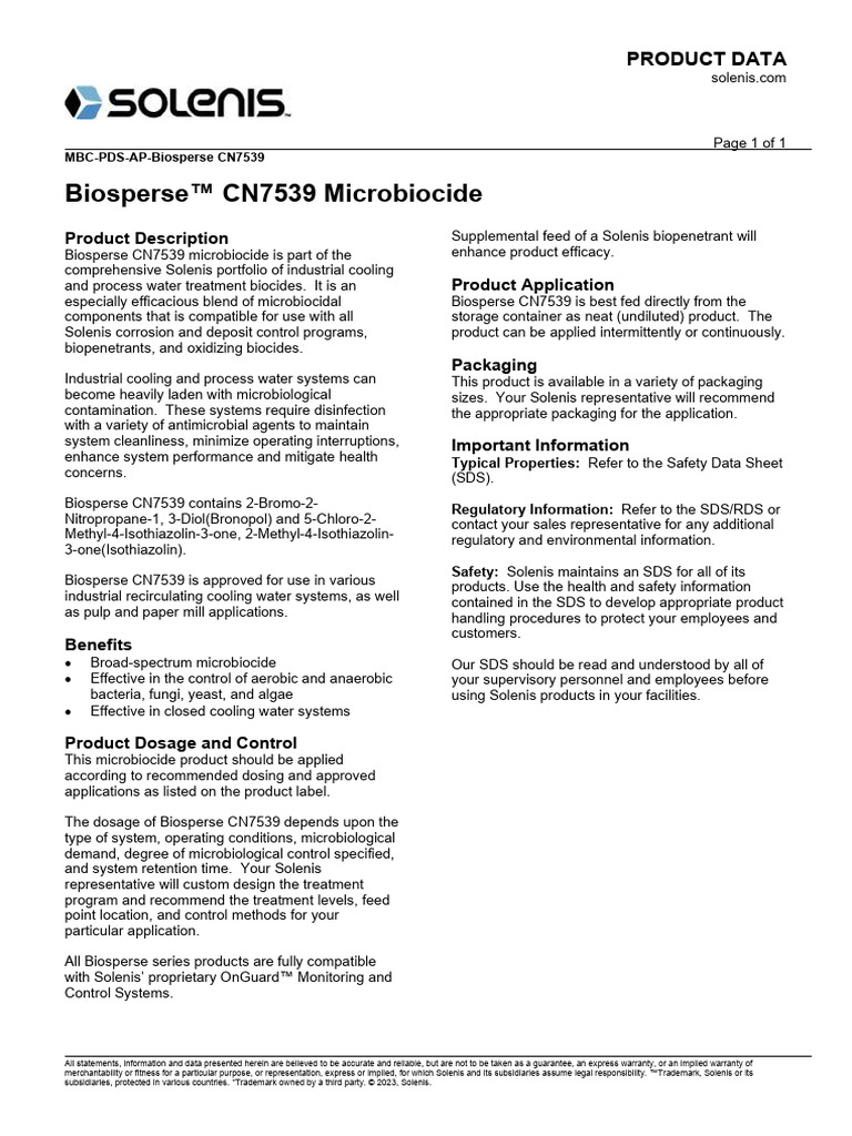 MBC Pds AP Biosperse Cn7539 | PDF