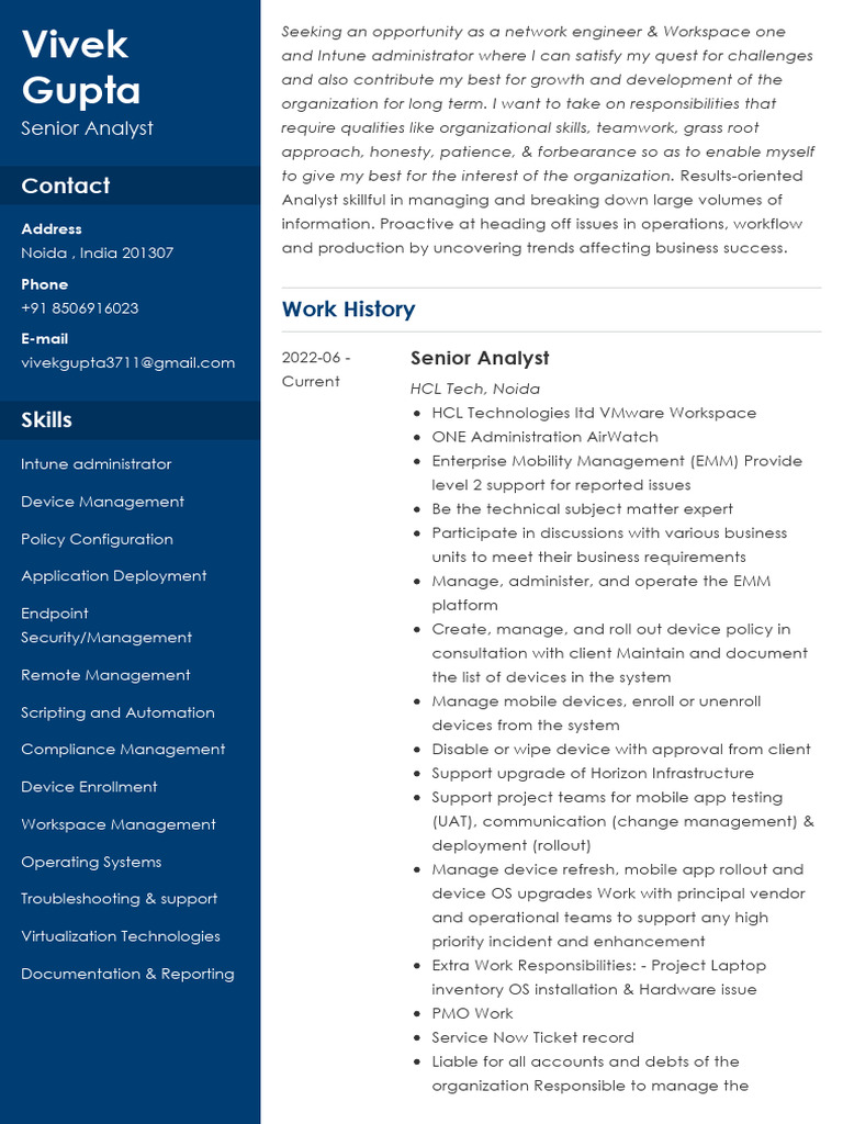 Vivek Gupta CV4 | PDF