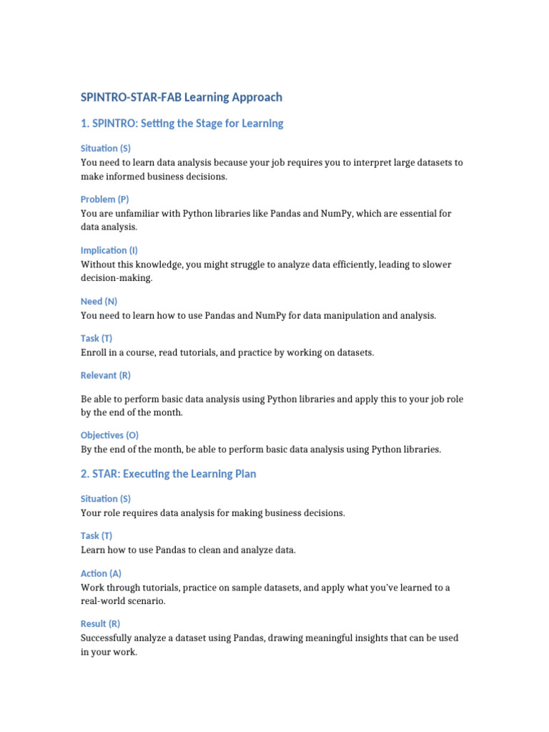 Spintro Star Fab Learning Approach | PDF