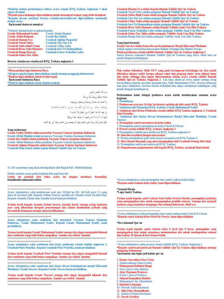 RTQ - Teks Wisuda | PDF