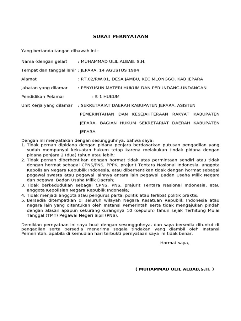 Lampiran III - Surat Pernyataan | PDF