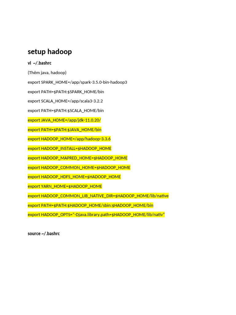 Setup Hadoop, Spark | PDF