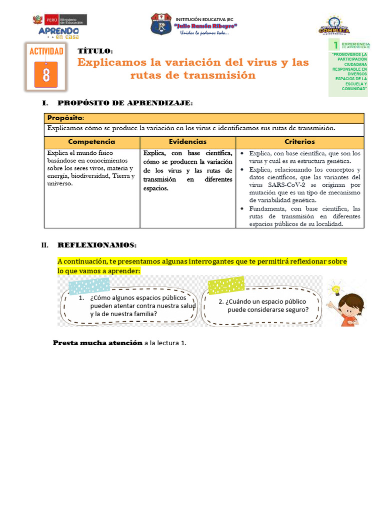 E1 - ACTIVIDAD #8 CT - 3y4 - Ficha | PDF