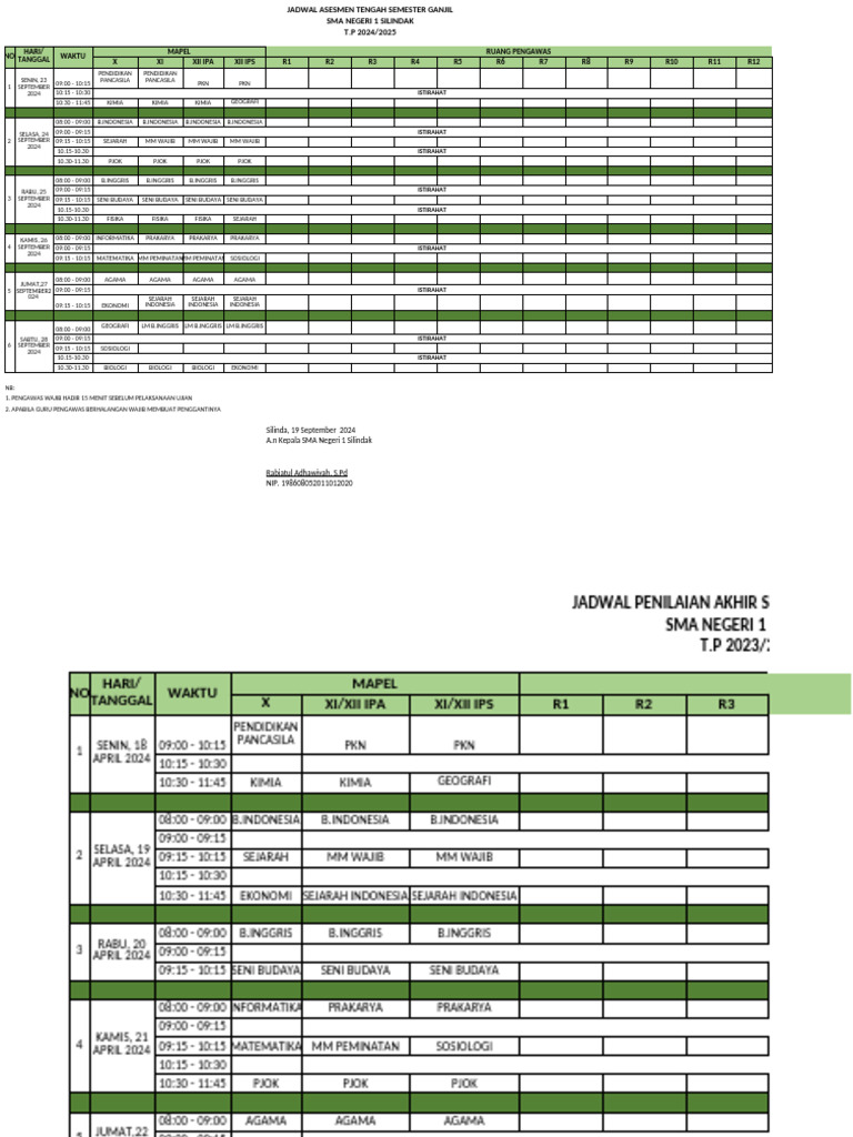 Jadwal Uts TP 2024-2025 | PDF