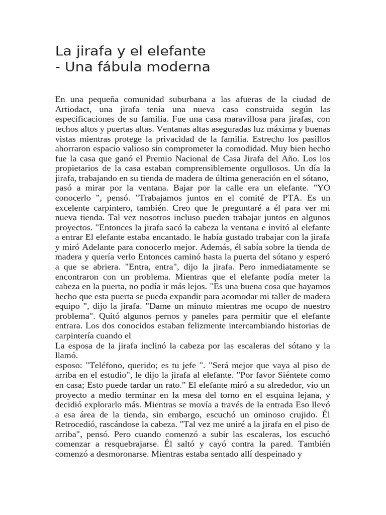 La Jirafa y El Elefante | PDF