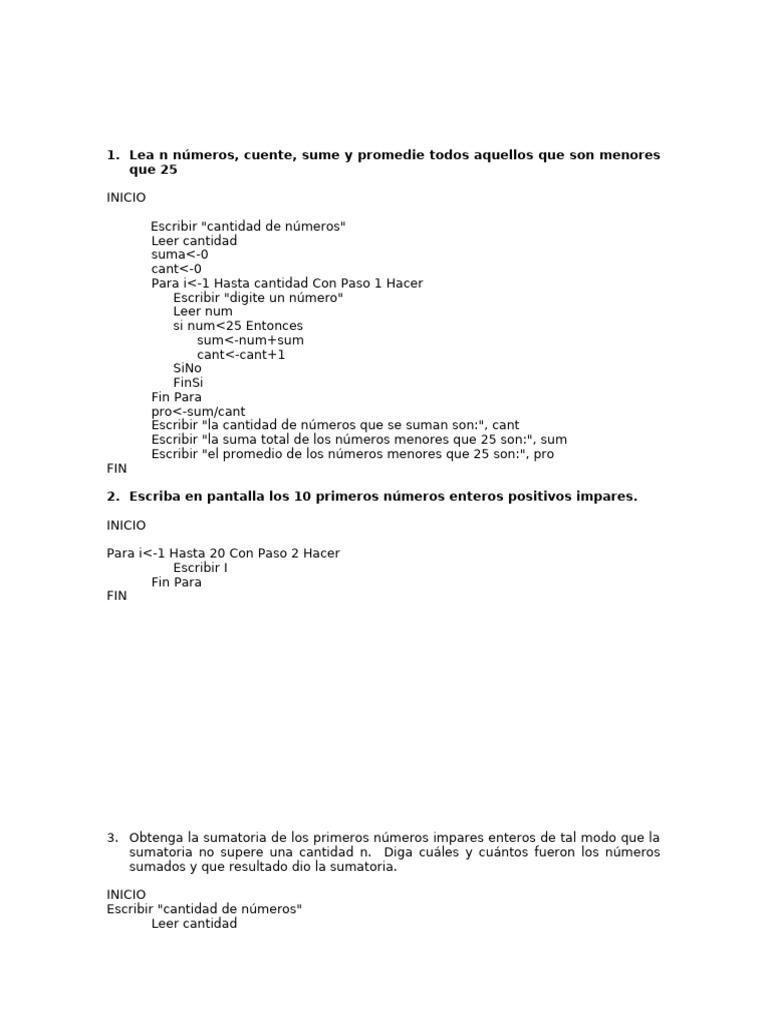 Ejercicio de Algoritmos Repetitivos | PDF
