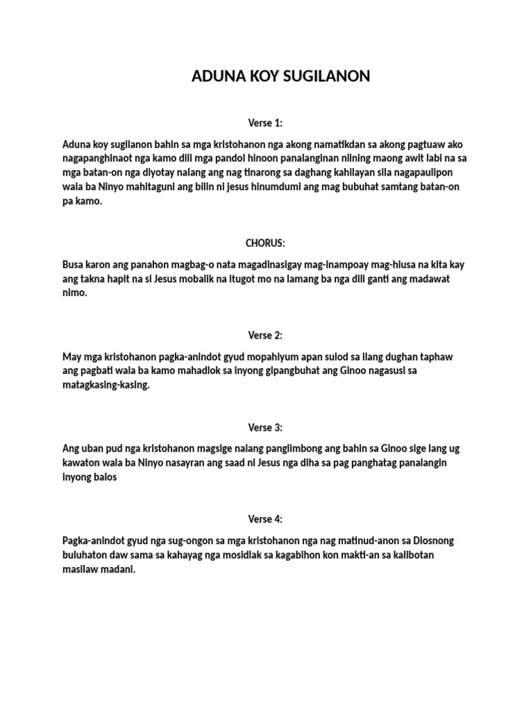 Aduna Koy Sugilanon | PDF