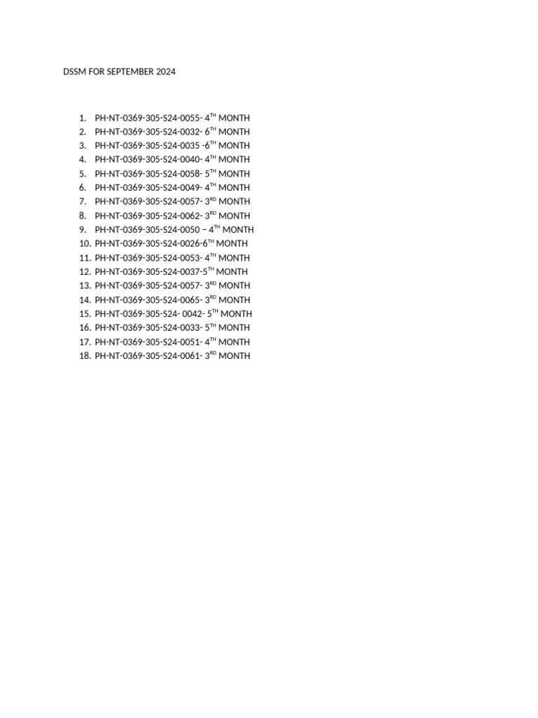 DSSM For September 2024 | PDF