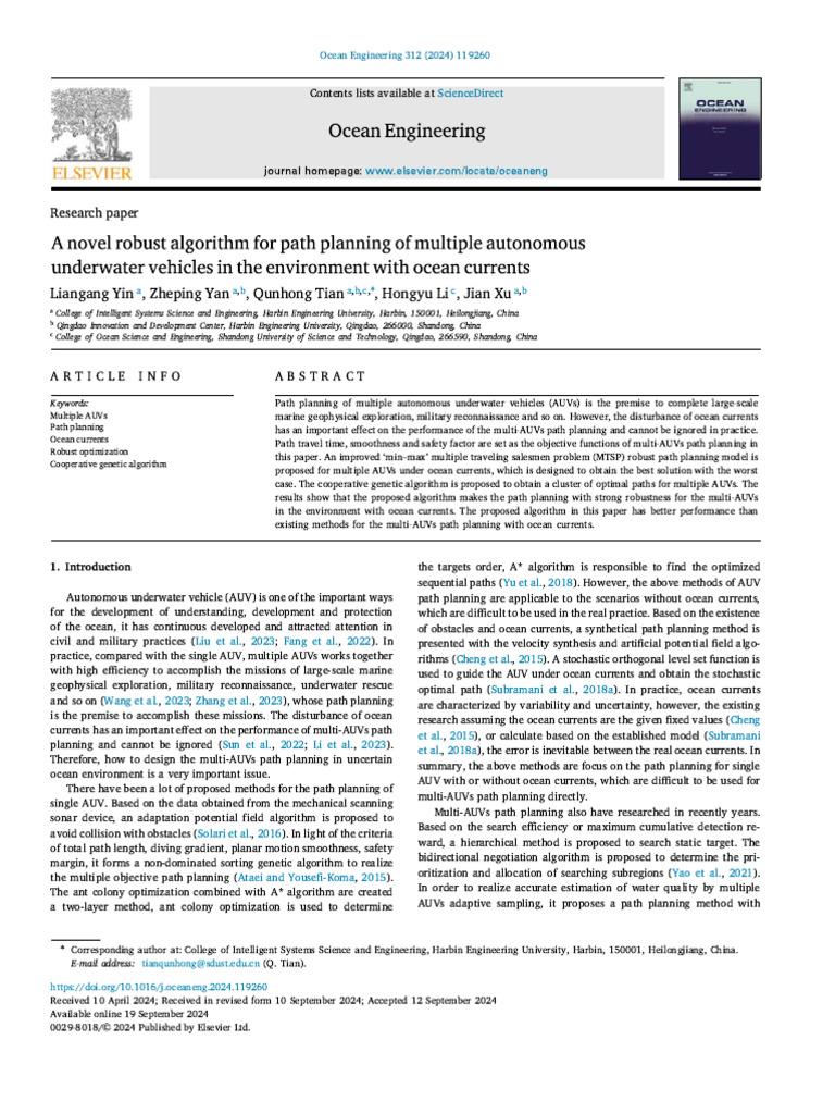 A Novel Robust Algorithm For Path Planning of Multiple AUVs in The Environment With Ocean ...