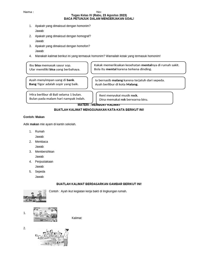 Tugas Kelas IV | PDF