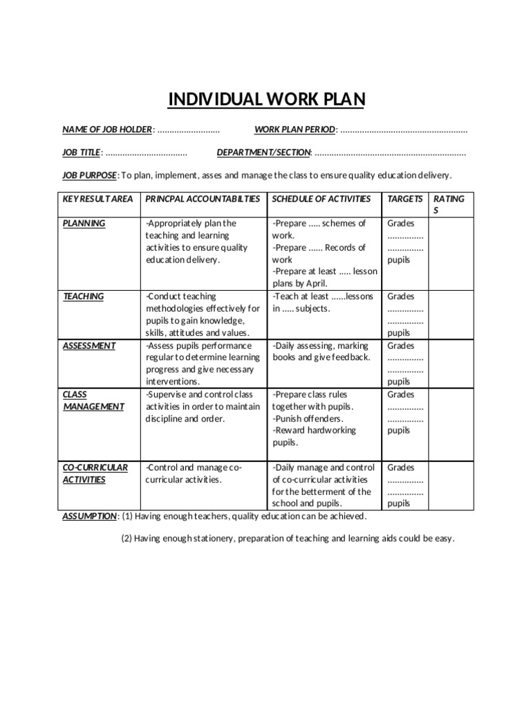 Individual Work Plan For Secondary | PDF | Behavior Modification | Learning