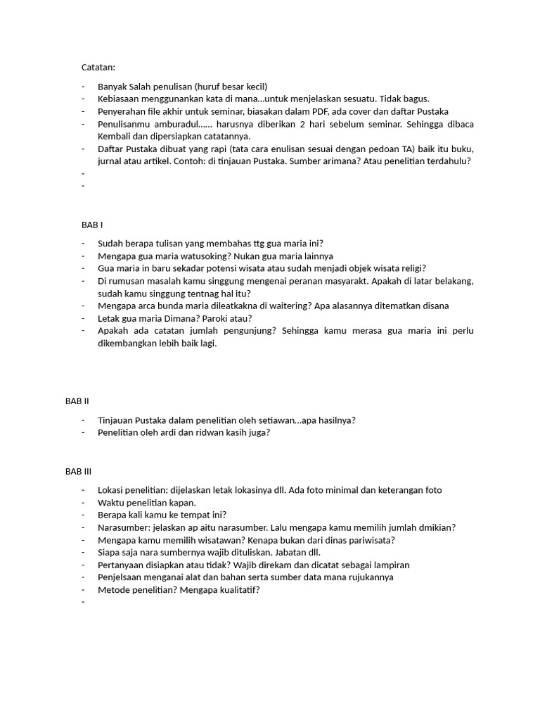 Catatan Seminar Arin | PDF