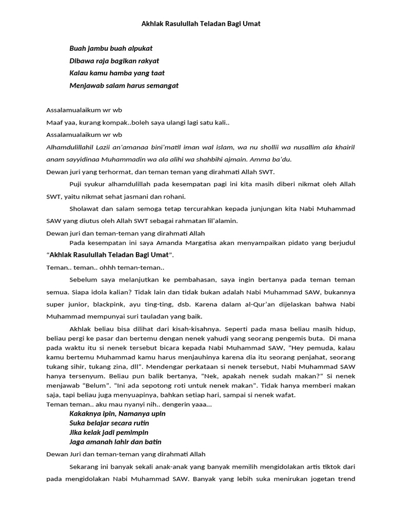 teks pidato mtq 2024 | PDF