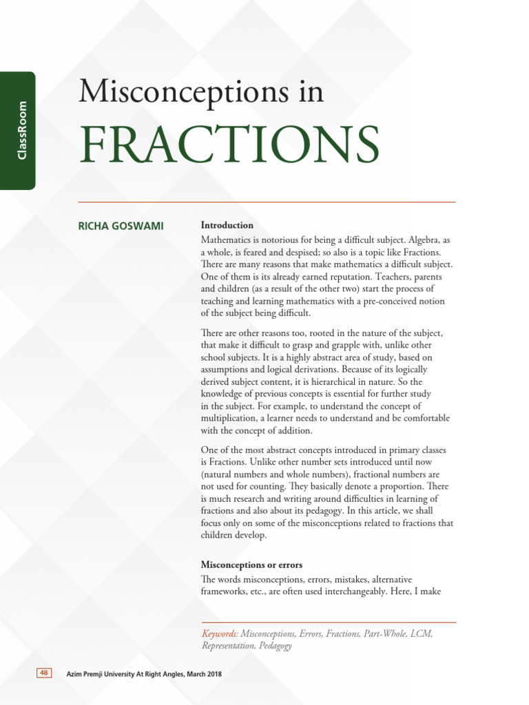 08 Fractions Misconceptions - Classroom | PDF