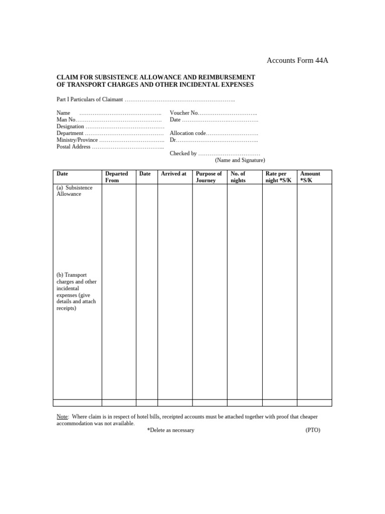 Accounts Form 44A | PDF