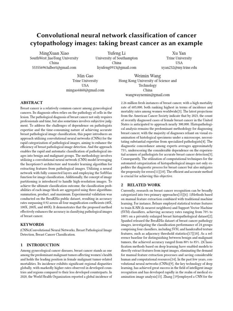 Convolutional Neural Network Classification of Cancer Cytopathology ...