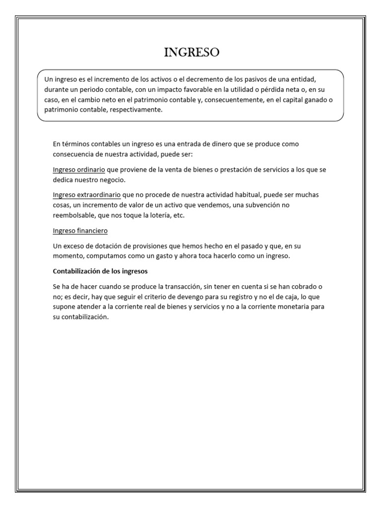 Qué Es Un Ingreso | PDF | Contabilidad | Ingresos