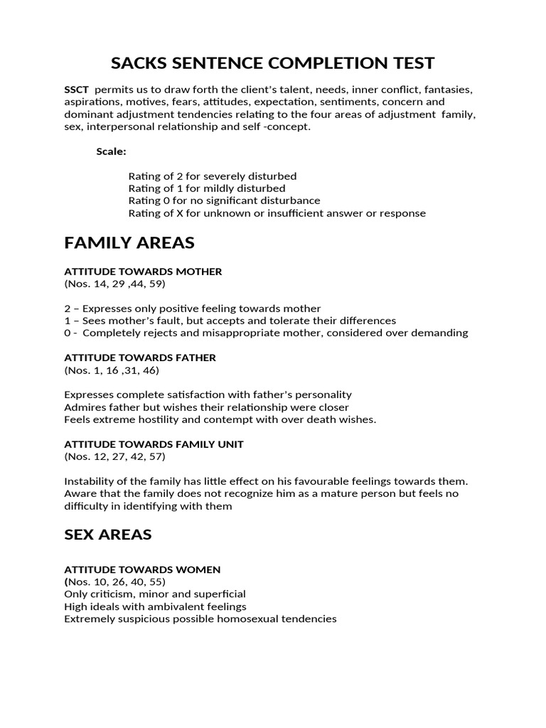 SSCT Interpretation | PDF