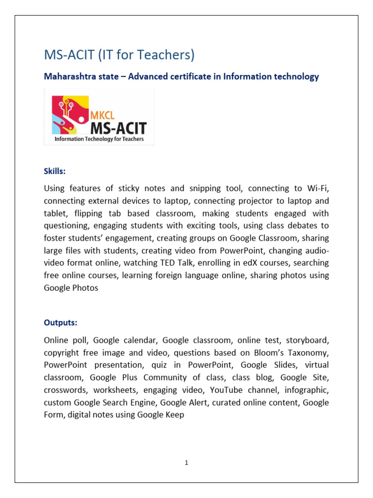 MS ACIT Syllabus 2018 | PDF
