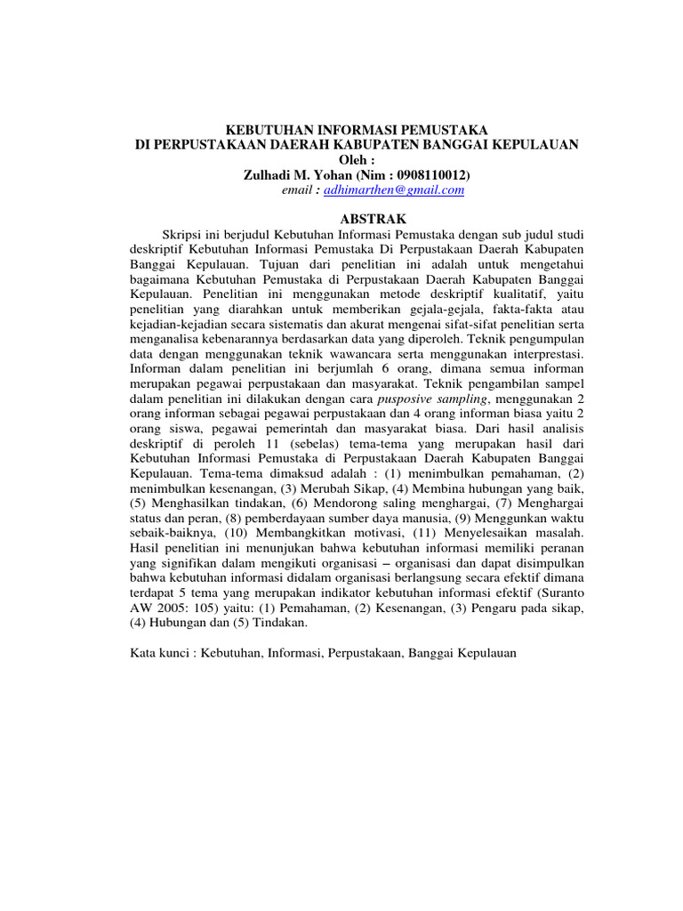 ID Kebutuhan Informasi Pemustaka Di Perpust | PDF