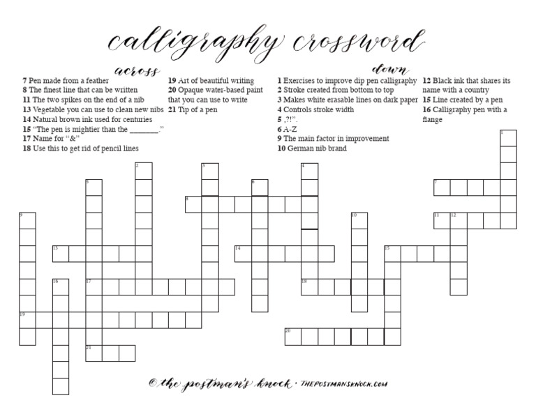 TPK Calligraphy Crossword | PDF
