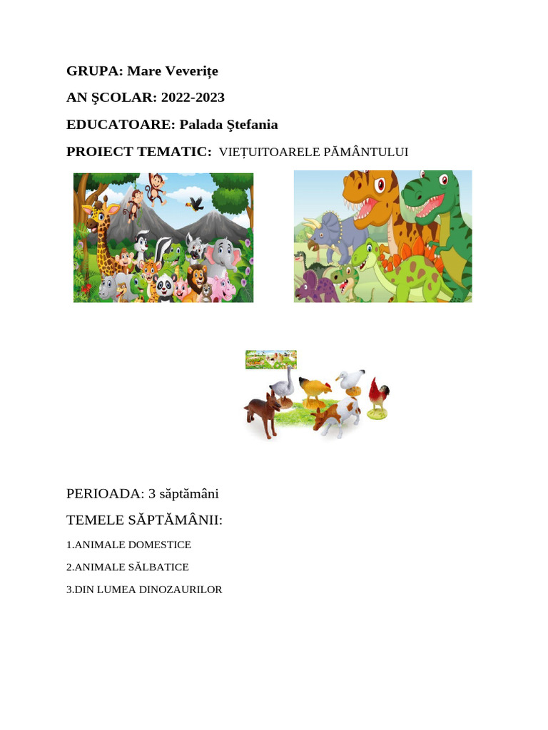 Proiect Tematic Viețuitoarele Pământului | PDF