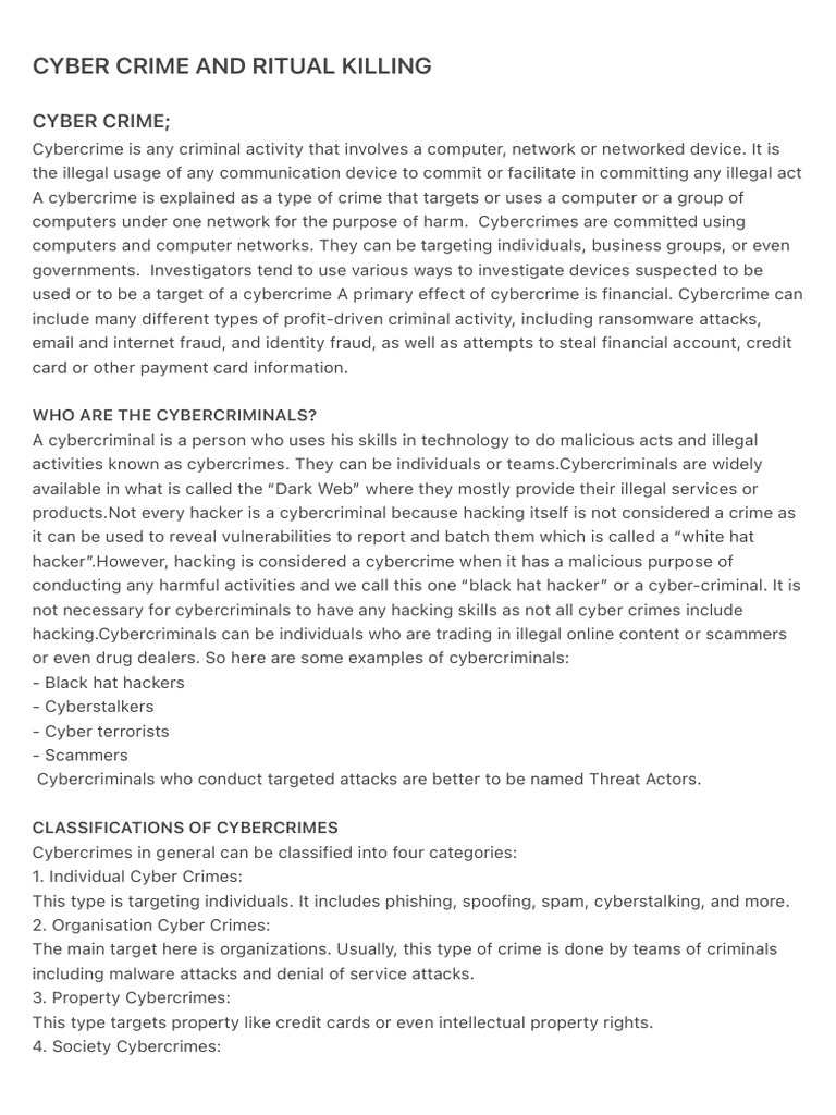 Cyber Crime and Ritual Killing | PDF