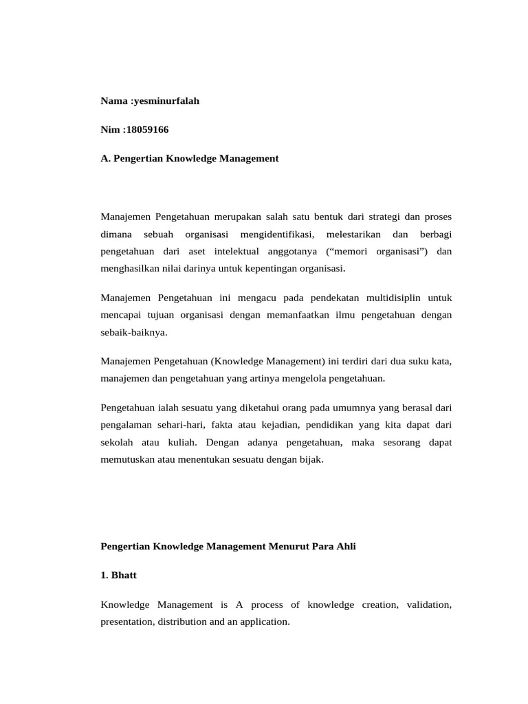 Pengertian Knowledge Management Yng 15 | PDF