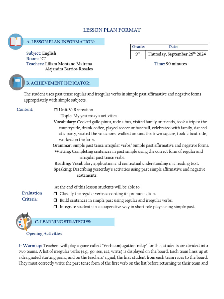 6th Lesson Plan For Practicum | PDF