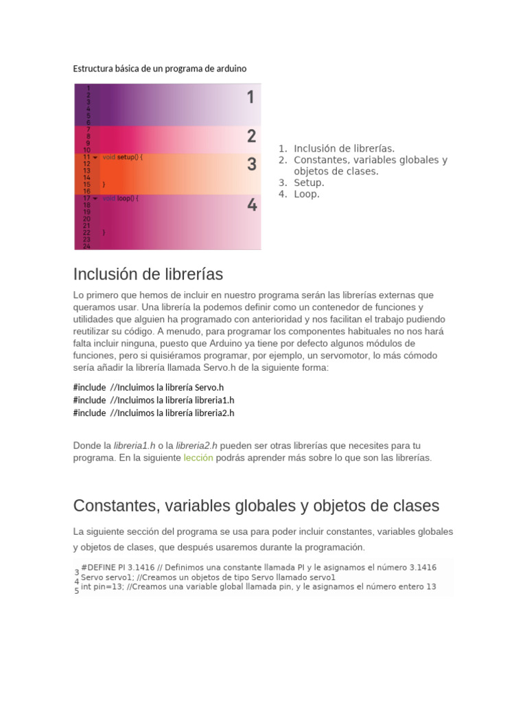 Estructura Básica de Un Programa de Arduino | PDF