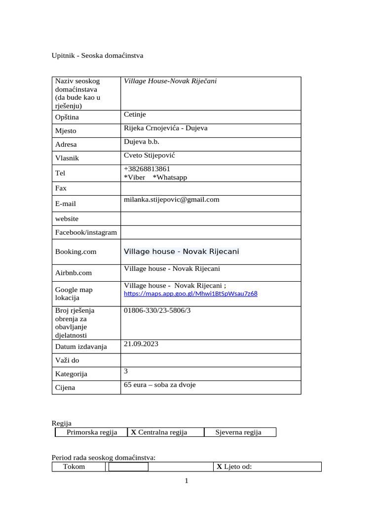 Upitnik Seoska Domaćinstva-Ispunjeni | PDF