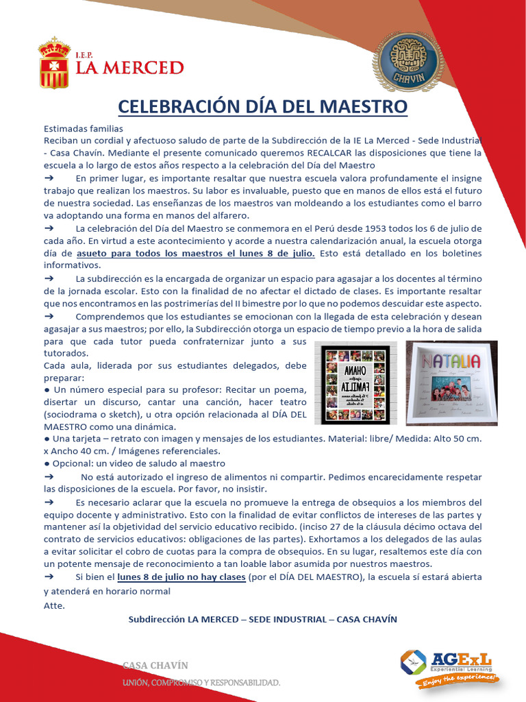 Comunicado Día Del Maestro | PDF