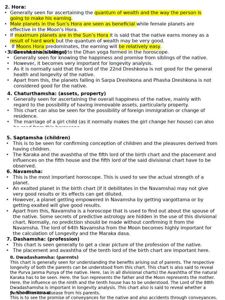 Divisional Chart My Notes | PDF | Planets In Astrology | Language Arts ...
