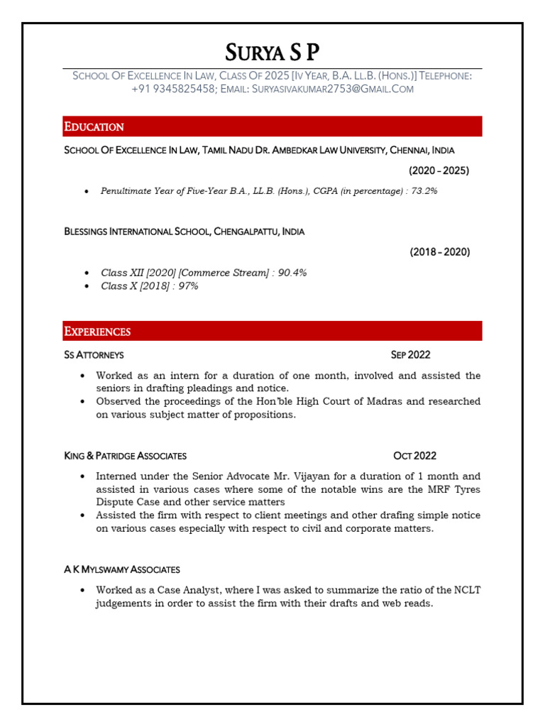 Surya SP Resume 2023 | PDF