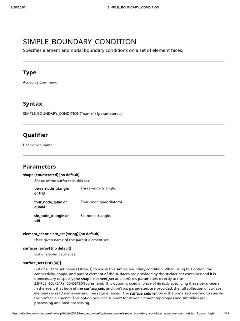 Simple Boundary Condition | PDF
