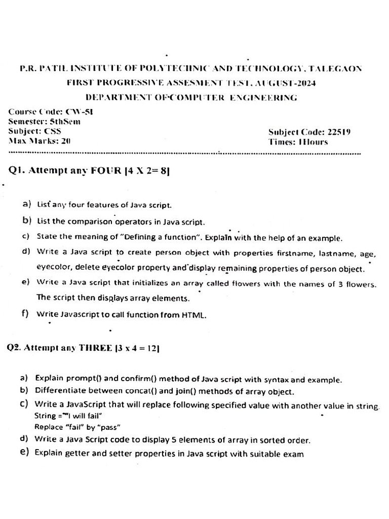 Imp Questions Msbte | PDF