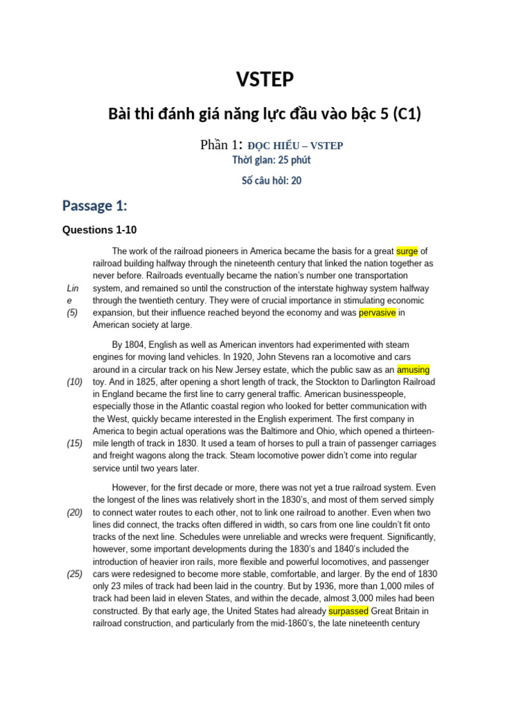 VSTEP (test đầu vào) | PDF