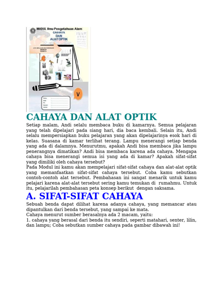 Cahaya Dan Alat Optik | PDF