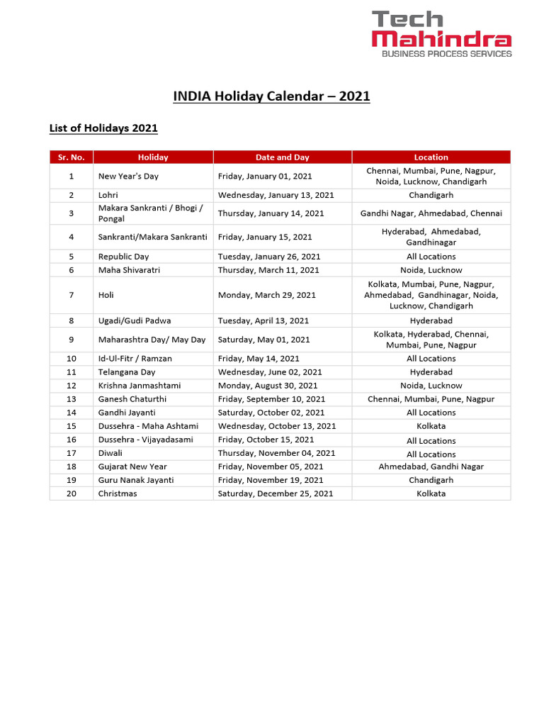 Holiday List 2021 - BPS Domestic | PDF | Seasonal Traditions | Observances