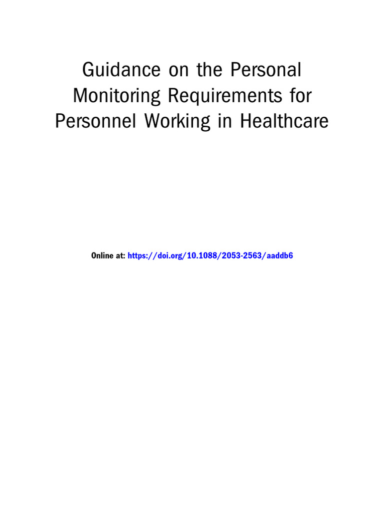 Guidance On The Personal Monitorig Requirements For Personnel Working ...