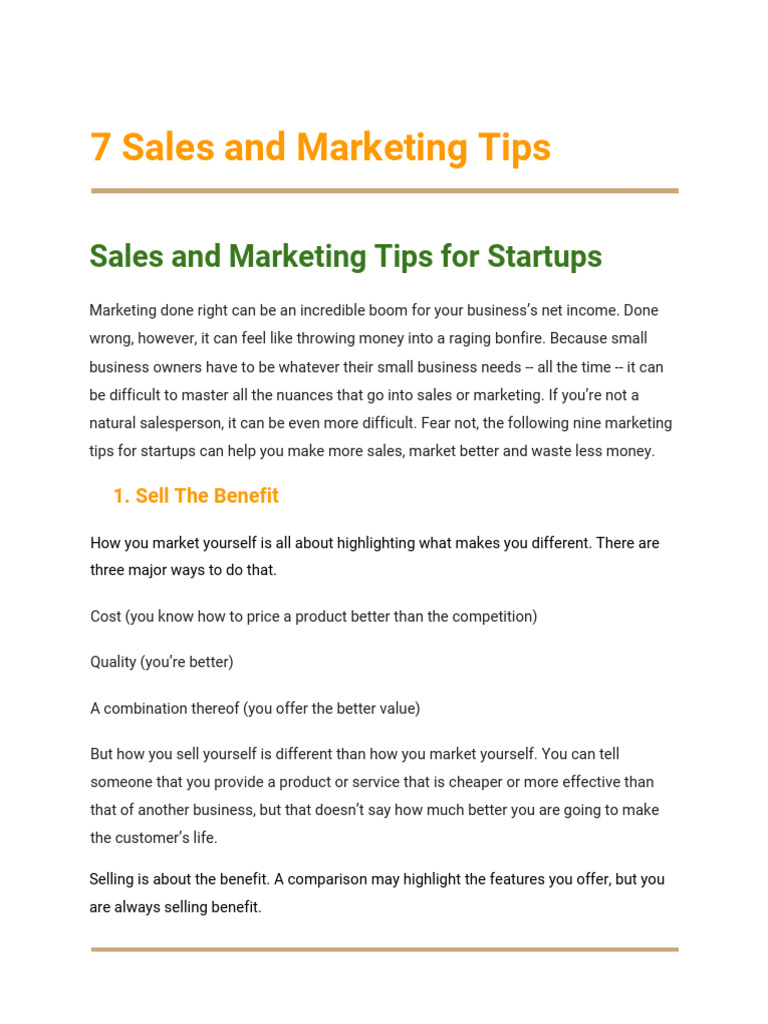 Sales & Marketing Tips | PDF