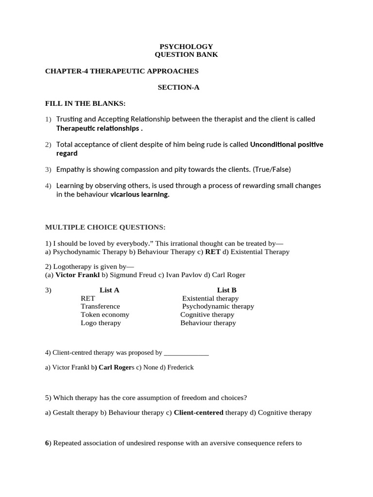 PSYCHOLOGY Chapter - 5 Answers | PDF