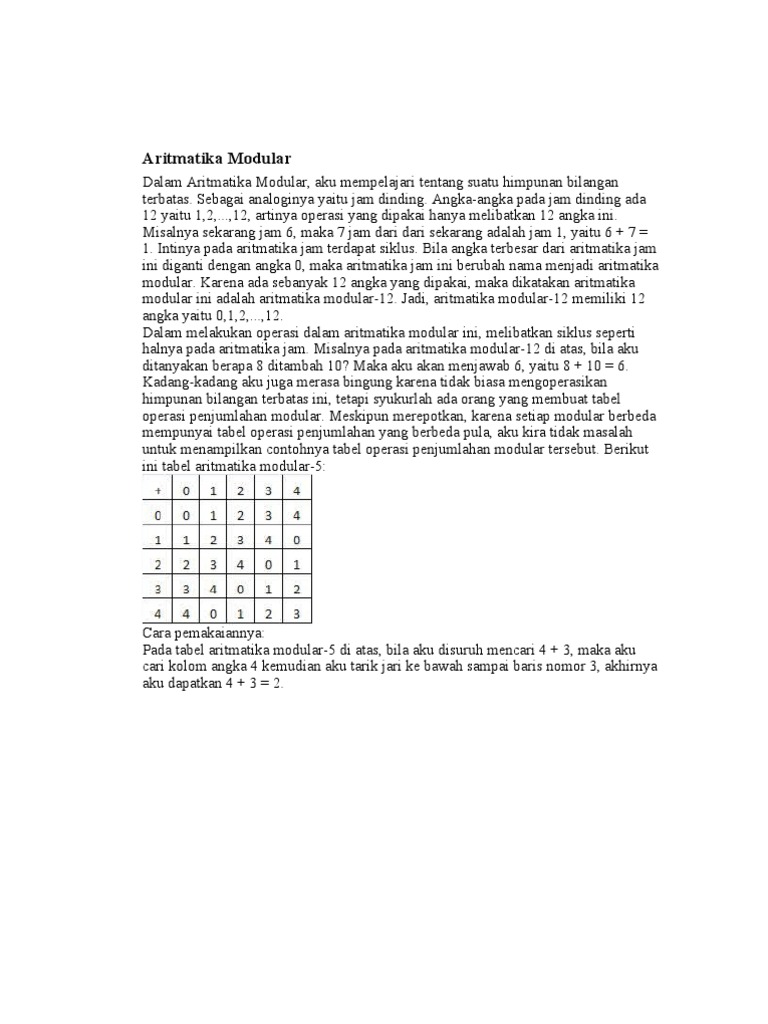 Aritmatika Modular | PDF