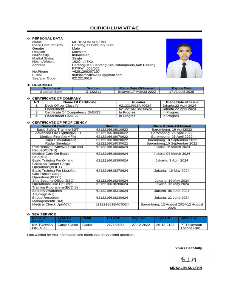 Cv.mursalim Sultan(Ant IV) | PDF