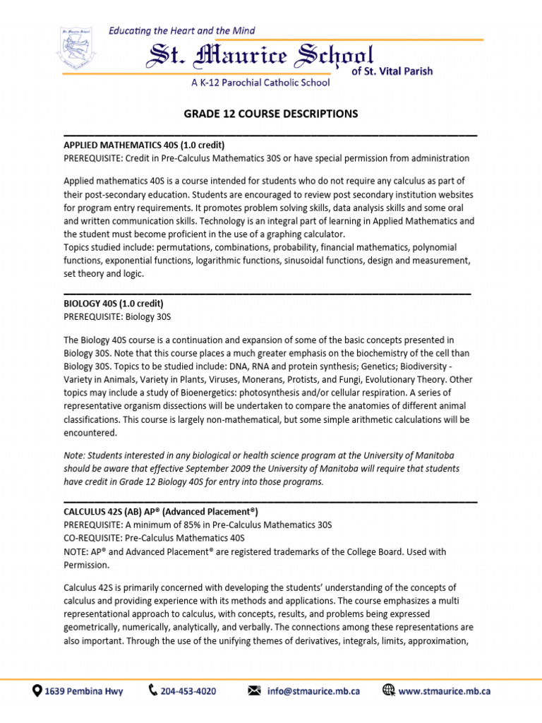 Grade 12 Course Descriptions | PDF | Business | Art