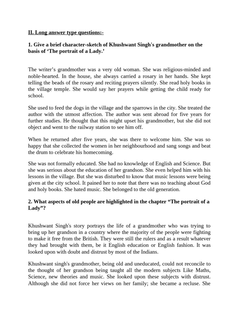 The Portrait of A Lady (Questions and Answers - 2) | PDF