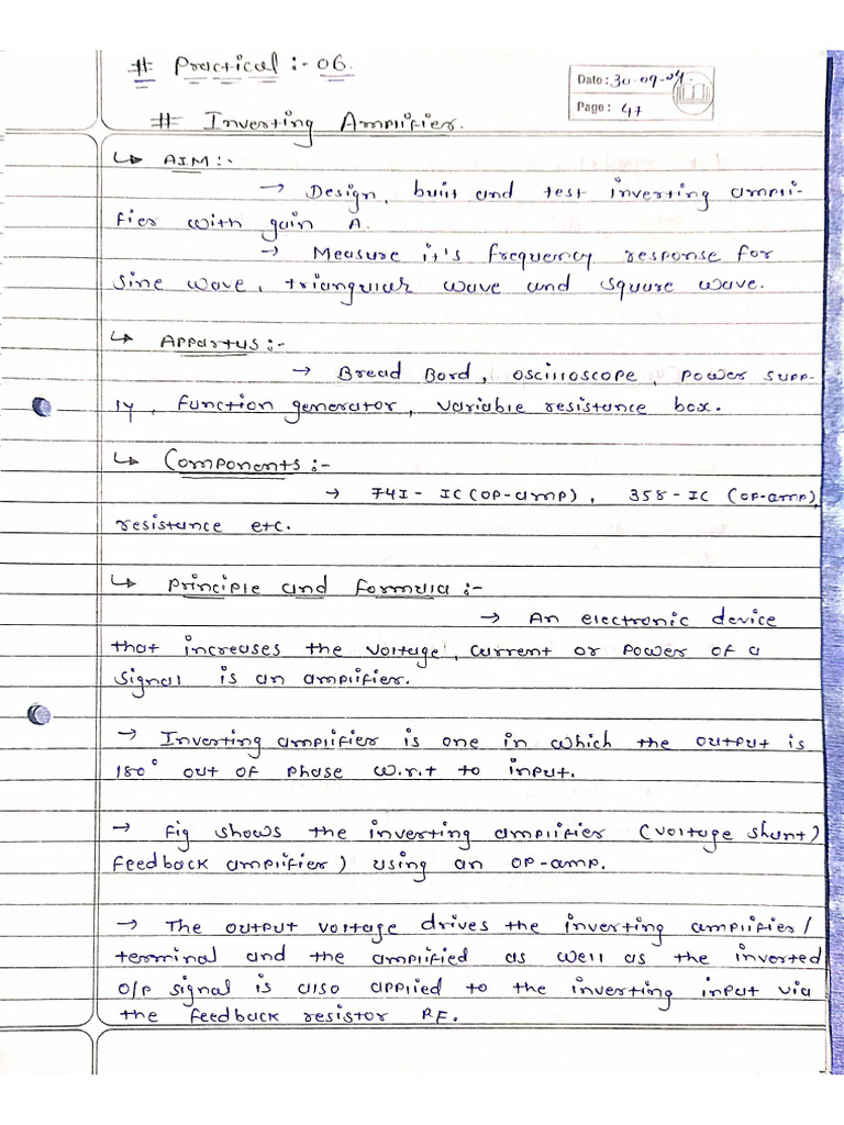 Practical - Inverting Amp.. | PDF