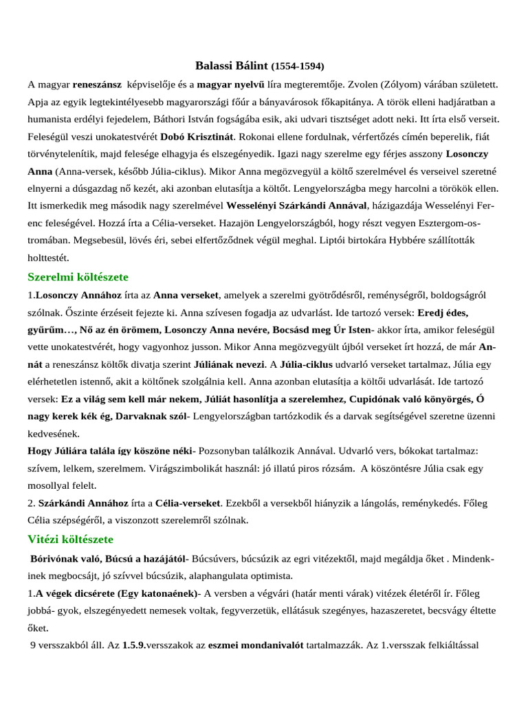 Balassi Bálint | PDF